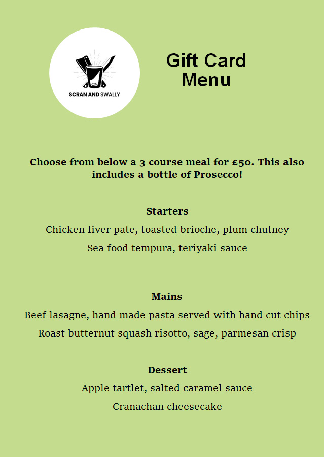 Our Unique Menus | Scran And Swally