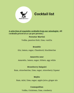 Our Unique Menus - Scran And Swally